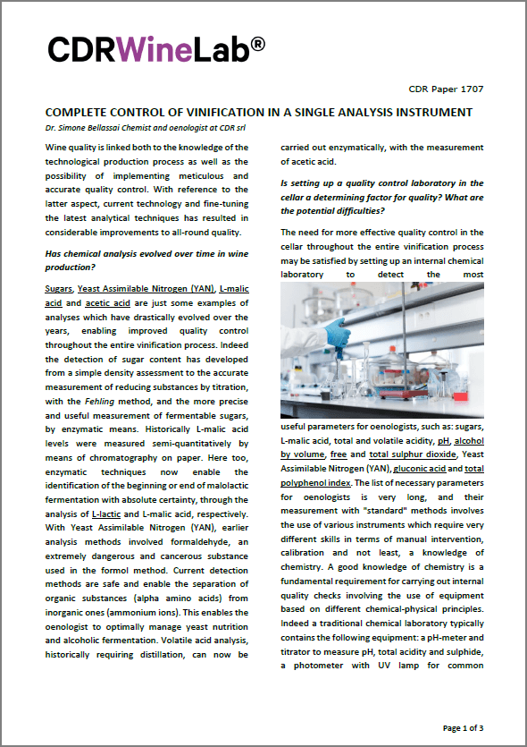 Wine analysis laboratory for quality control in the winery | CDR WineLab®