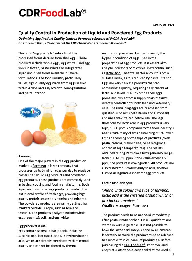 Quality Control in Production of Liquid and Powdered Egg Products | CDR ...