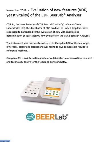 Evaluation report of the CDR BeerLab® Analyser performed by Campden BRI ...